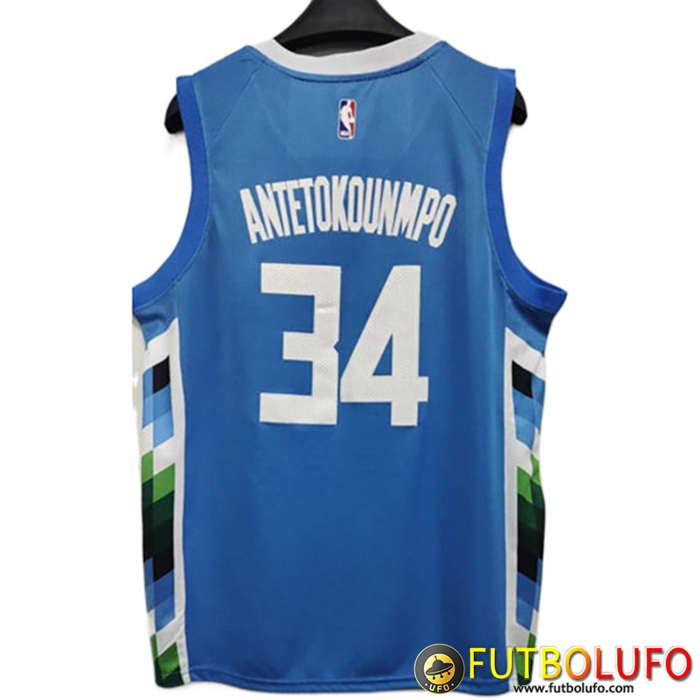 Crea Tu Camisetas Milwaukee Bucks (ANTETOKOUNMPO #34) 2022/23 Azul