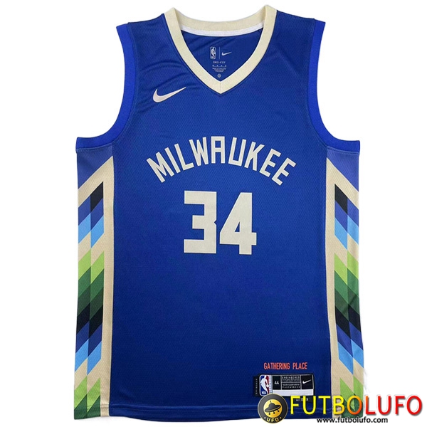 Mejores Camisetas Milwaukee Bucks (ANTETOKOUNMPO #34) 2023/24 Azul