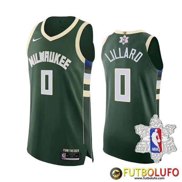 Todo Camisetas Milwaukee Bucks (LILLARD #0) 2023/24 Verde/Blanco -02